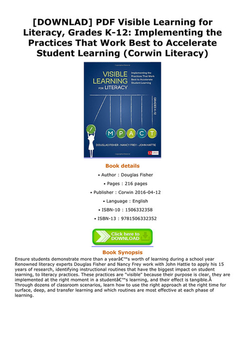 Wesley - DOWNLAD PDF Visible Learning for Literacy Grades K 12 ...