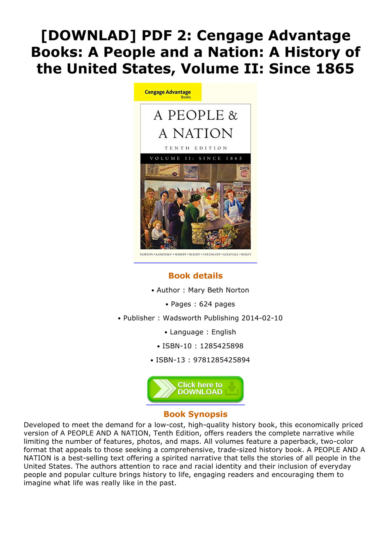 Omar - DOWNLAD PDF 2 Cengage Advantage Books A People and a Nation A ...