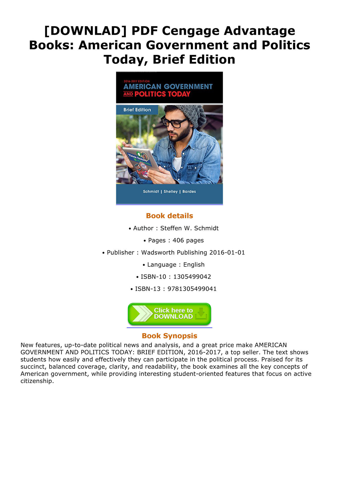 Omar - DOWNLAD PDF Cengage Advantage Books American Government and ... Omar - DOWNLAD PDF Cengage Advantage Books American Government and ...