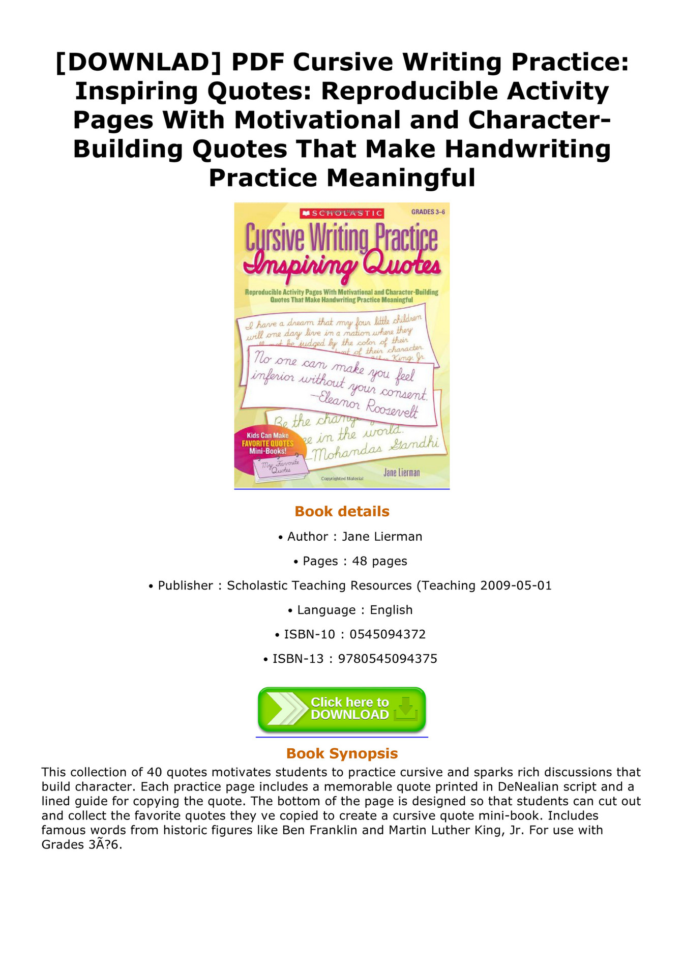 Orlando - DOWNLAD PDF Cursive Writing Practice Inspiring Quotes ...