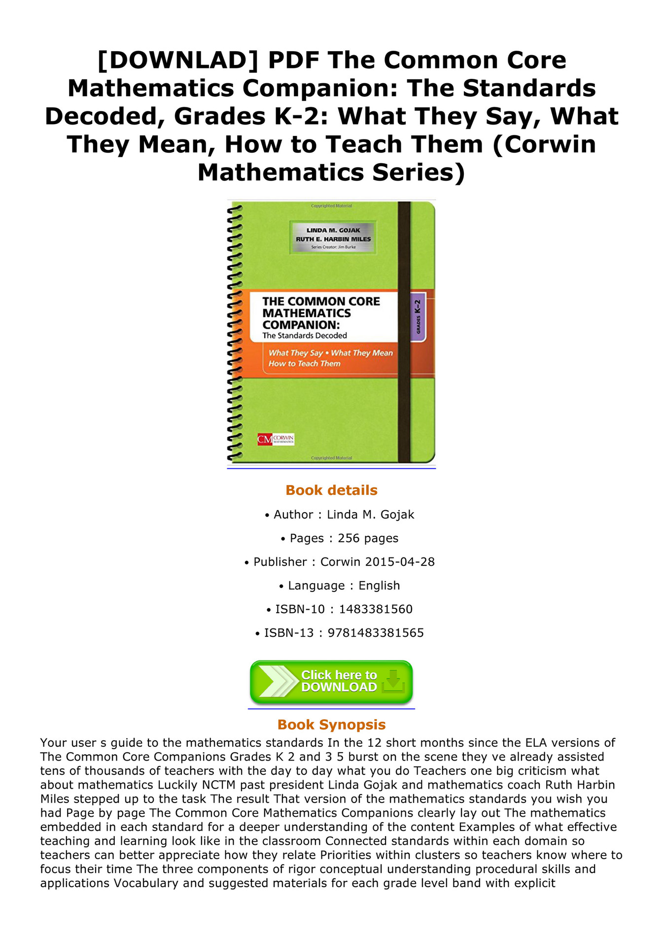 Doug - DOWNLAD PDF The Common Core Mathematics Companion The Standards ...
