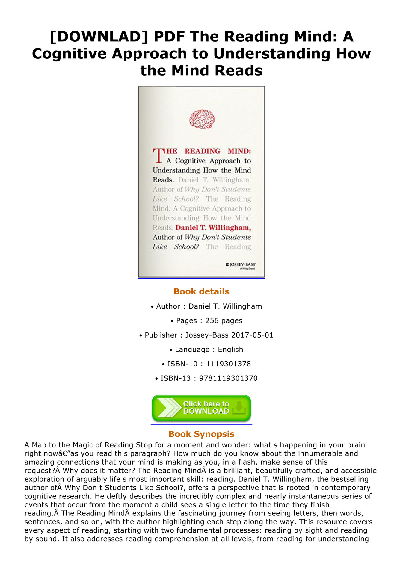 Alberts - DOWNLAD PDF The Reading Mind A Cognitive Approach to ...