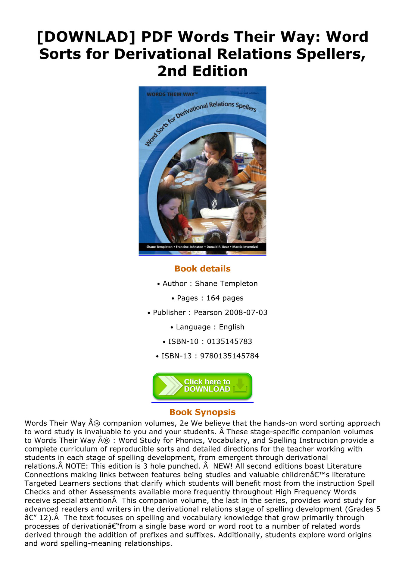 Jamar - DOWNLAD PDF Words Their Way Word Sorts for Derivational ...