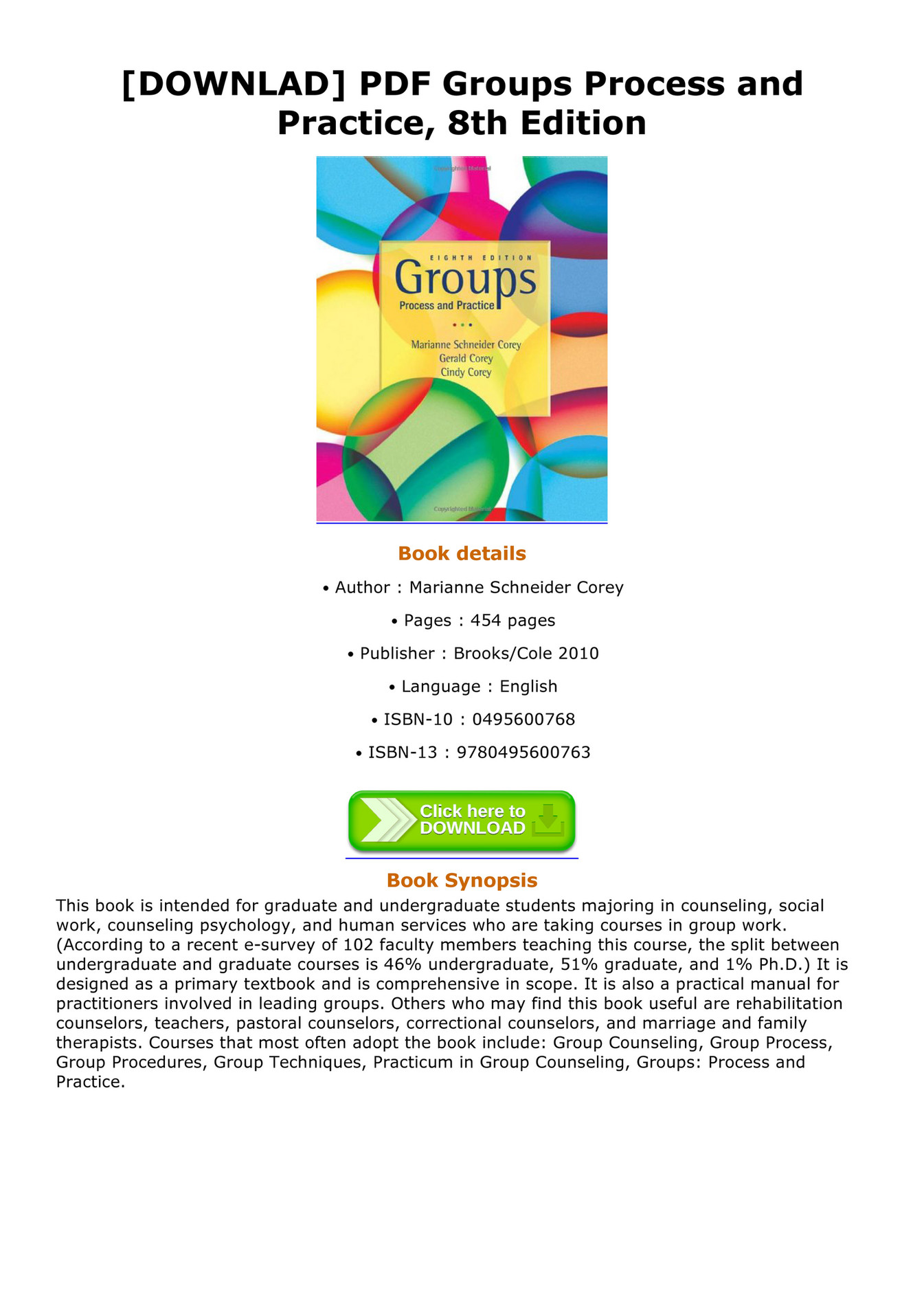 Rico - DOWNLAD PDF Groups Process and Practice 8th Edition - Page 1 - Created with Publitas.com