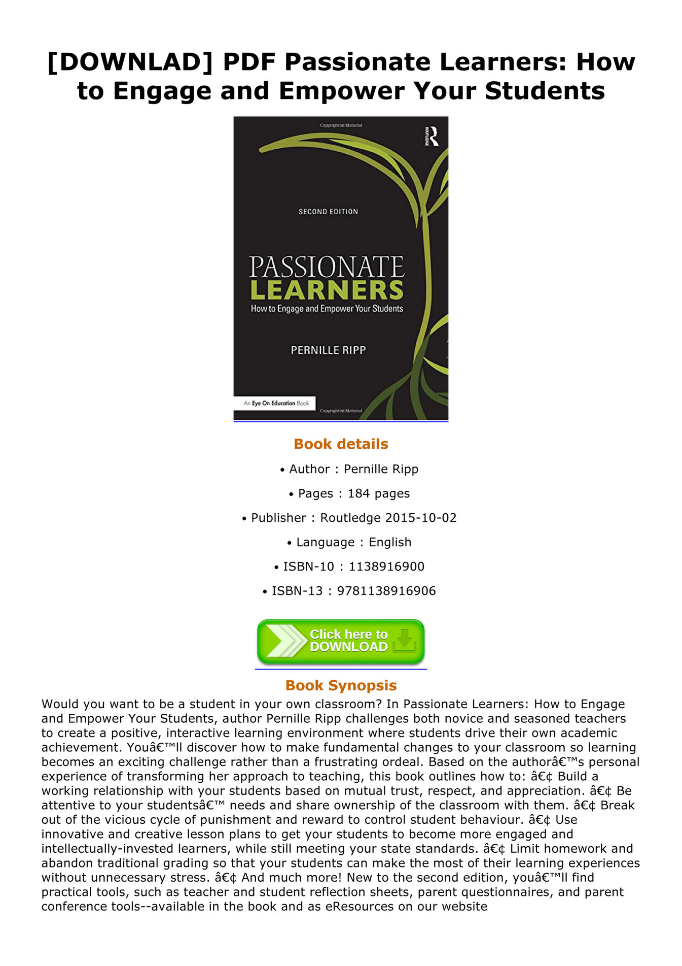 Wyatt - DOWNLAD PDF Passionate Learners How to Engage and Empower Your Students - Page 2 ...