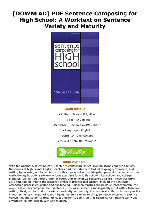 Allen - DOWNLAD PDF Sentence Composing for High School A Worktext on Sentence Variety and ...