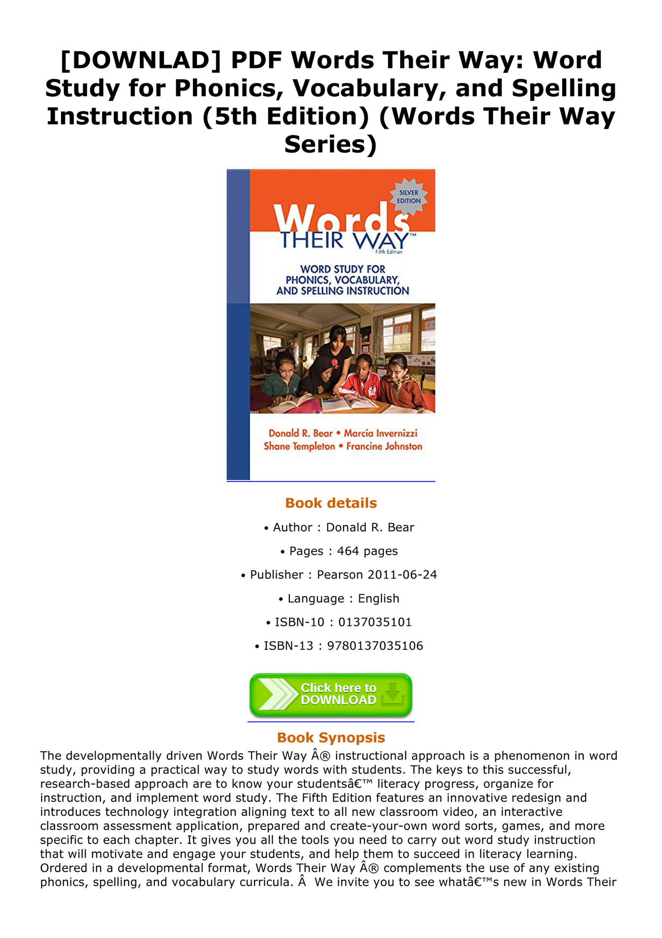 Barton - DOWNLAD PDF Words Their Way Word Study for Phonics Vocabulary ...