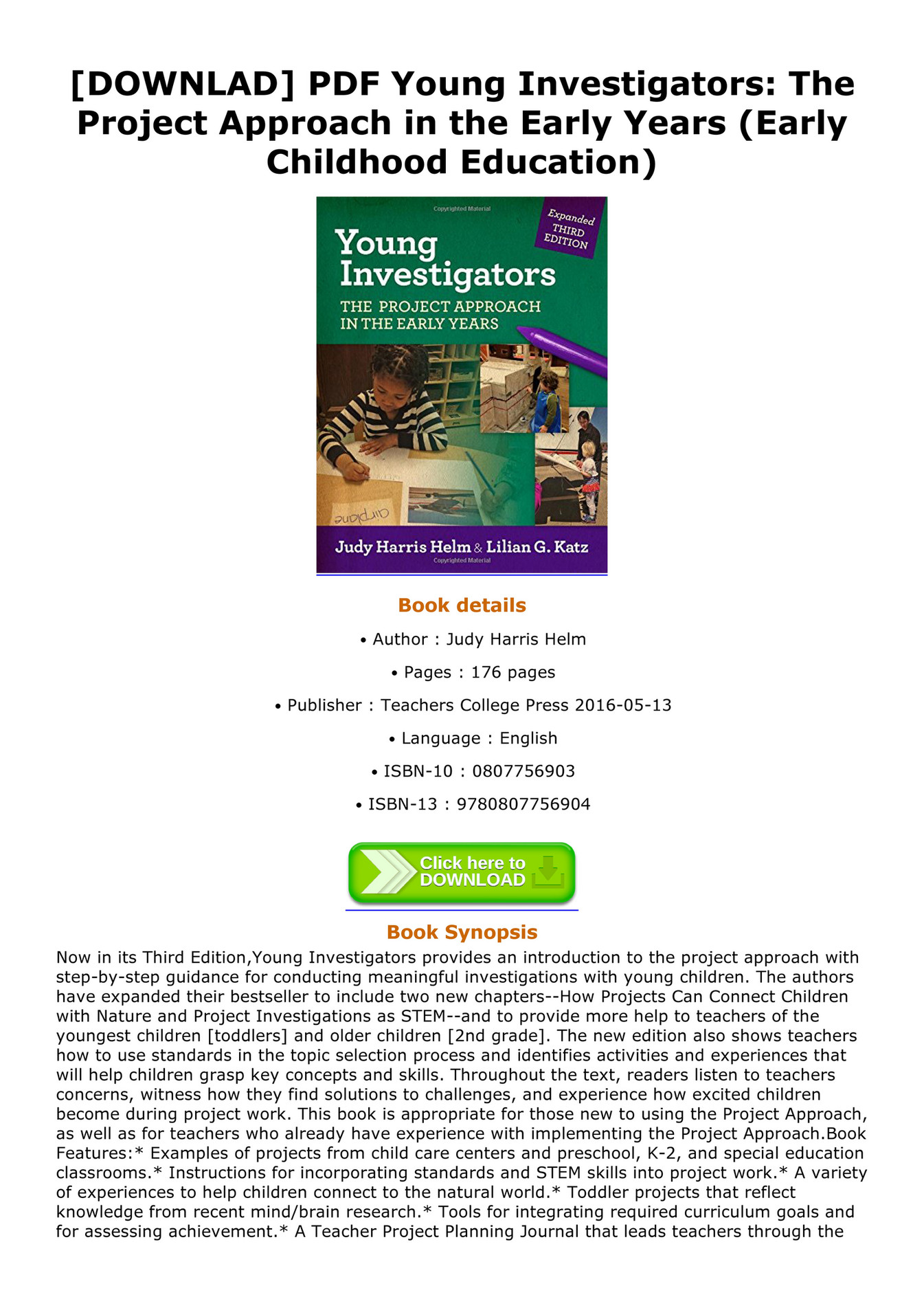 Barton - DOWNLAD PDF Young Investigators The Project Approach in the ...