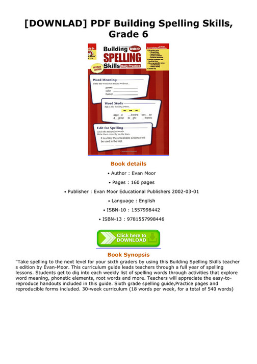 Caleb - DOWNLAD PDF Building Spelling Skills Grade 6 - Page 1 - Created ...