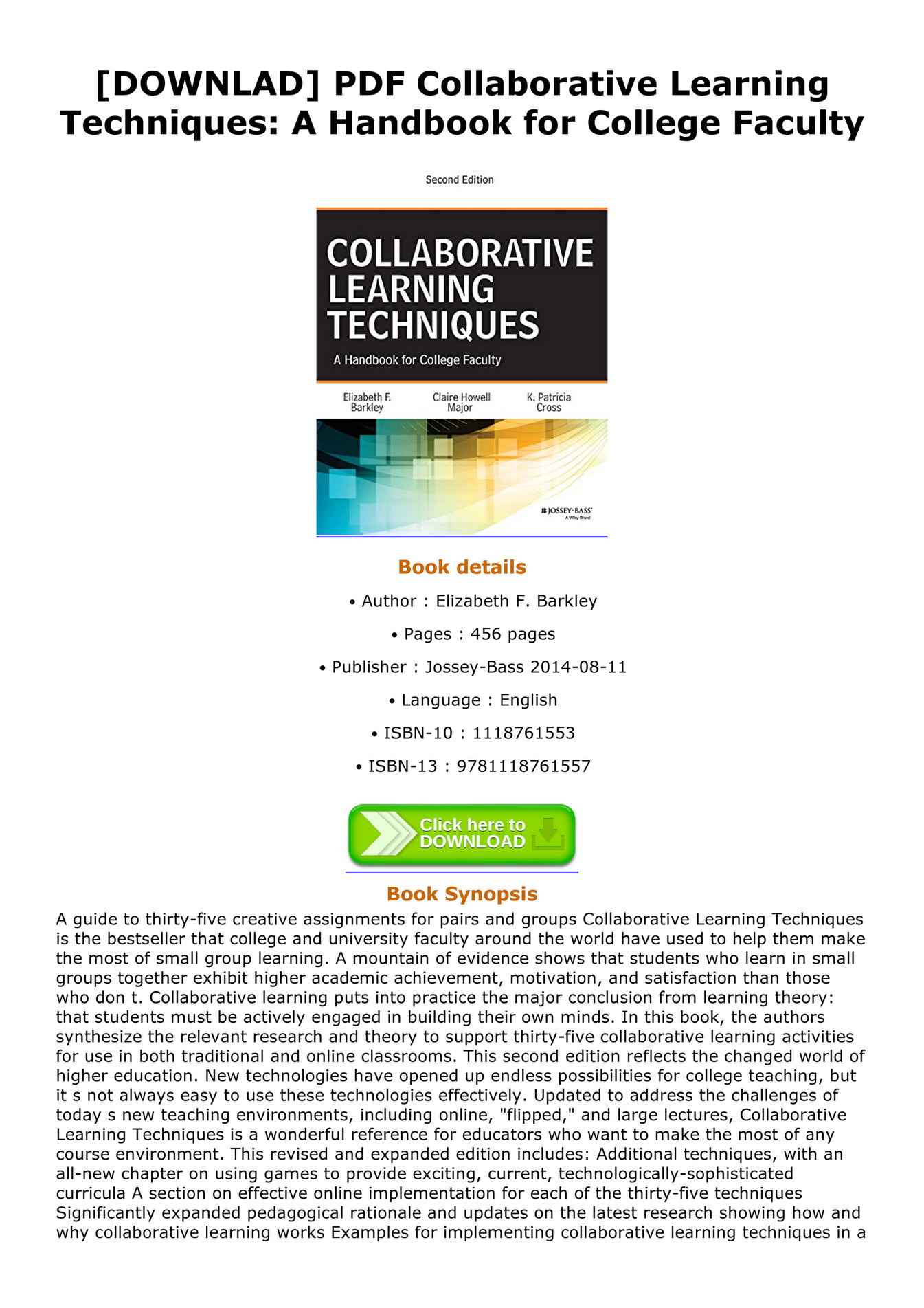 Weston Downlad Pdf Collaborative Learning Techniques A Handbook For College Faculty Page 2
