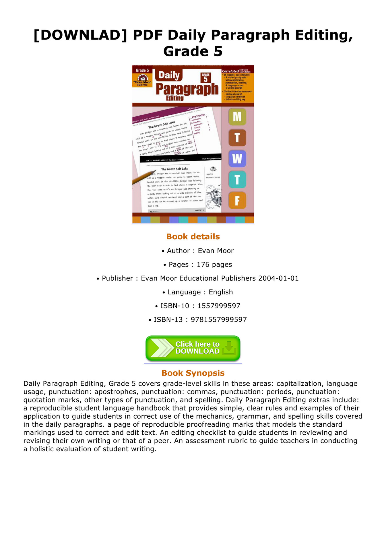 Mclellan - DOWNLAD PDF Daily Paragraph Editing Grade 5 - Page 1 ...