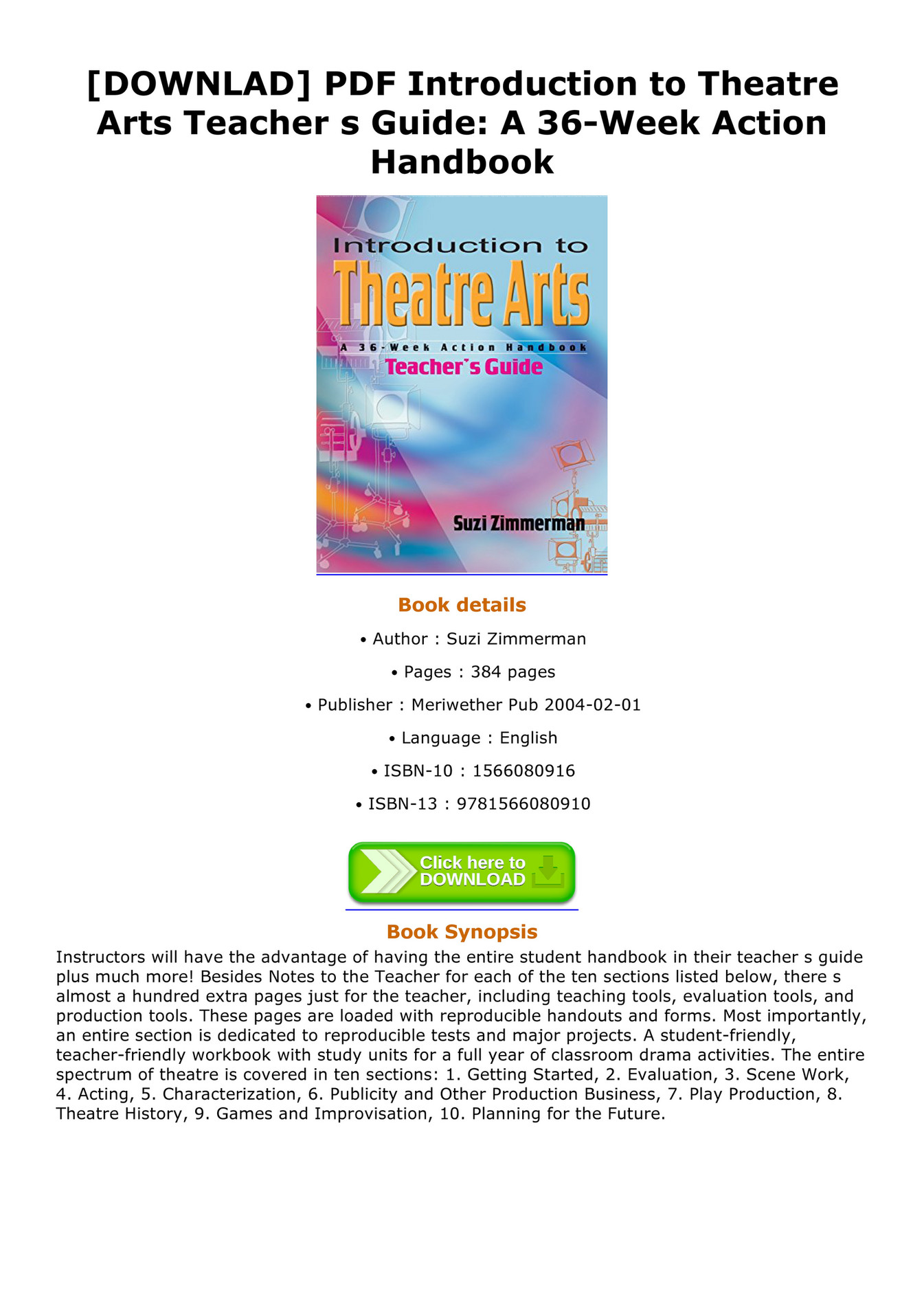 Buis - DOWNLAD PDF Introduction to Theatre Arts Teacher s Guide A 36 ...