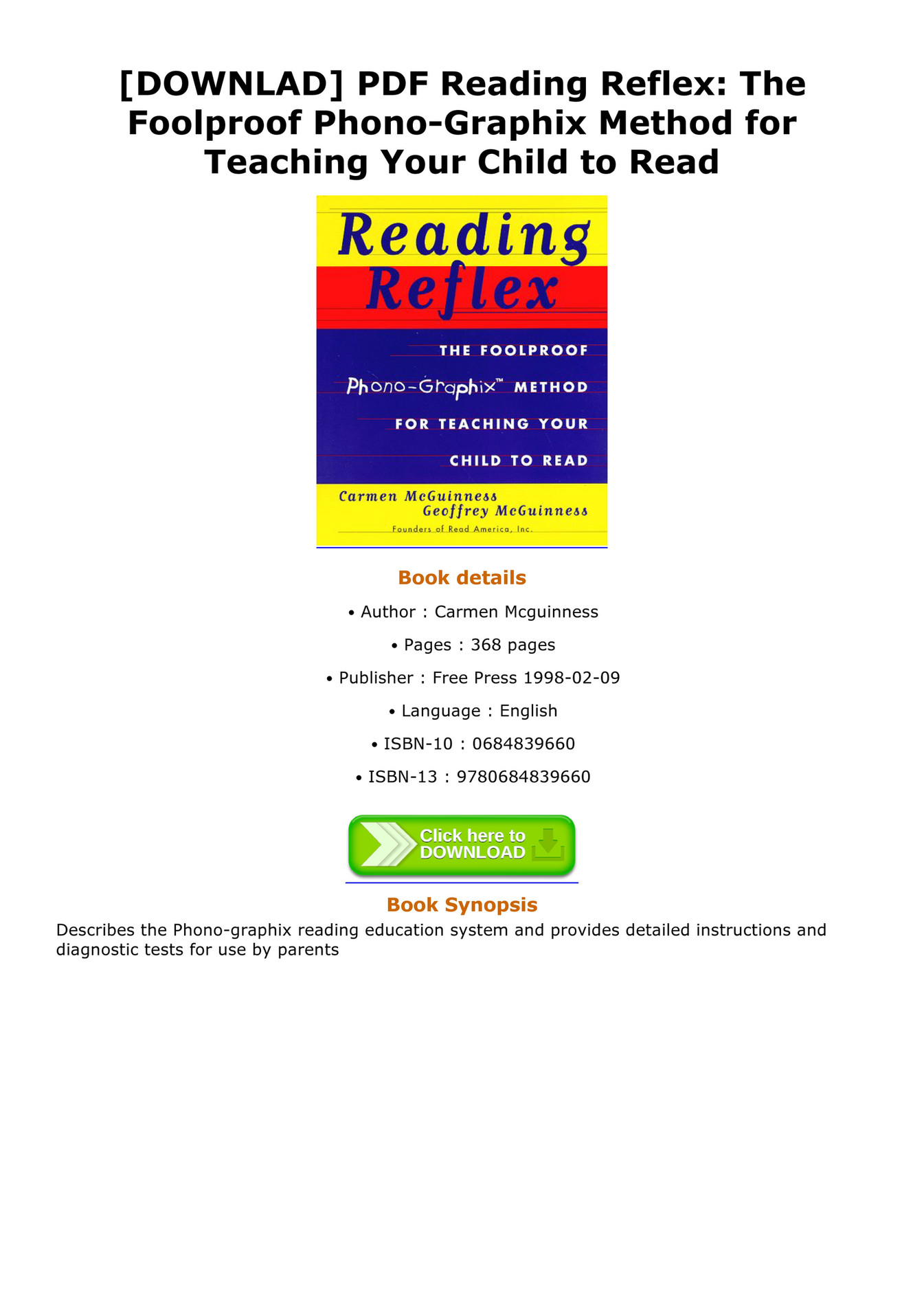 Horacio - DOWNLAD PDF Reading Reflex The Foolproof Phono Graphix Method ...