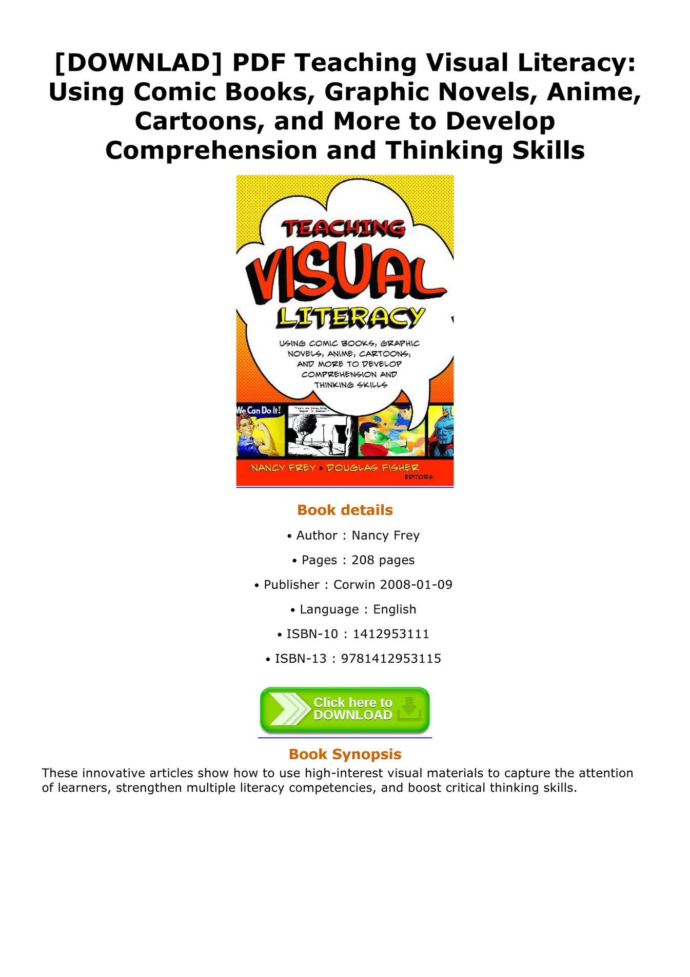 Bradly - DOWNLAD PDF Teaching Visual Literacy Using Comic Books Graphic ...