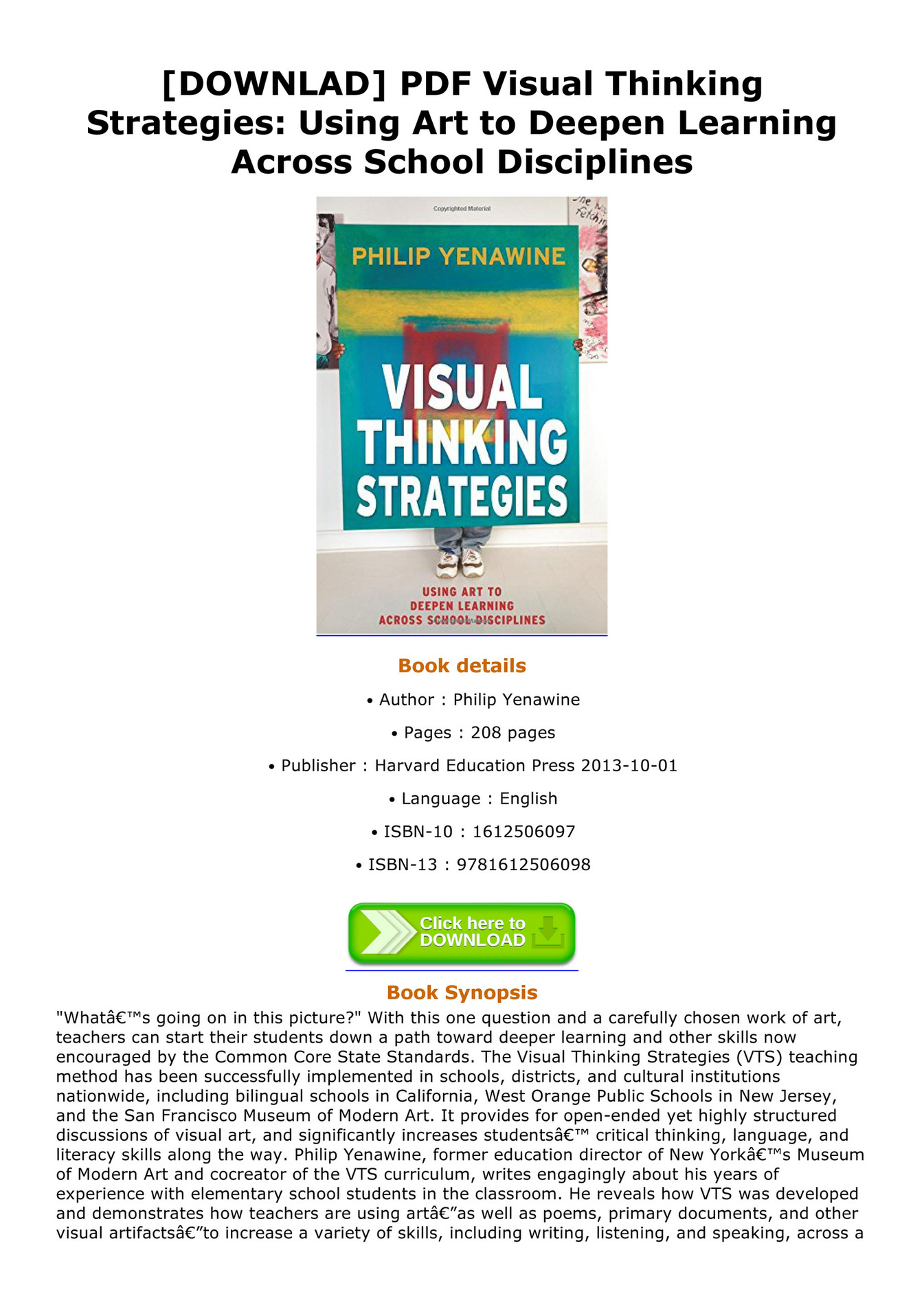 Steven - DOWNLAD PDF Visual Thinking Strategies Using Art to Deepen ...