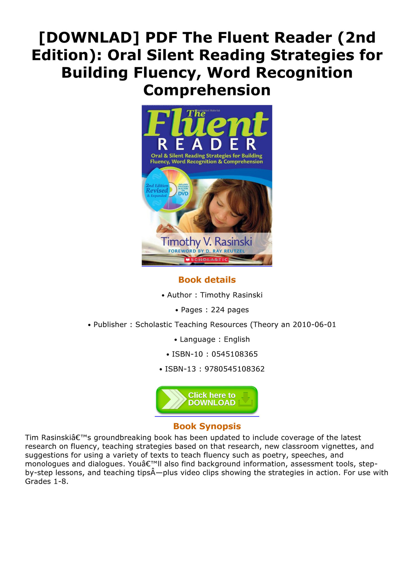 Scotty - DOWNLAD PDF The Fluent Reader 2nd Edition Oral Silent Reading Strategies for Building ...