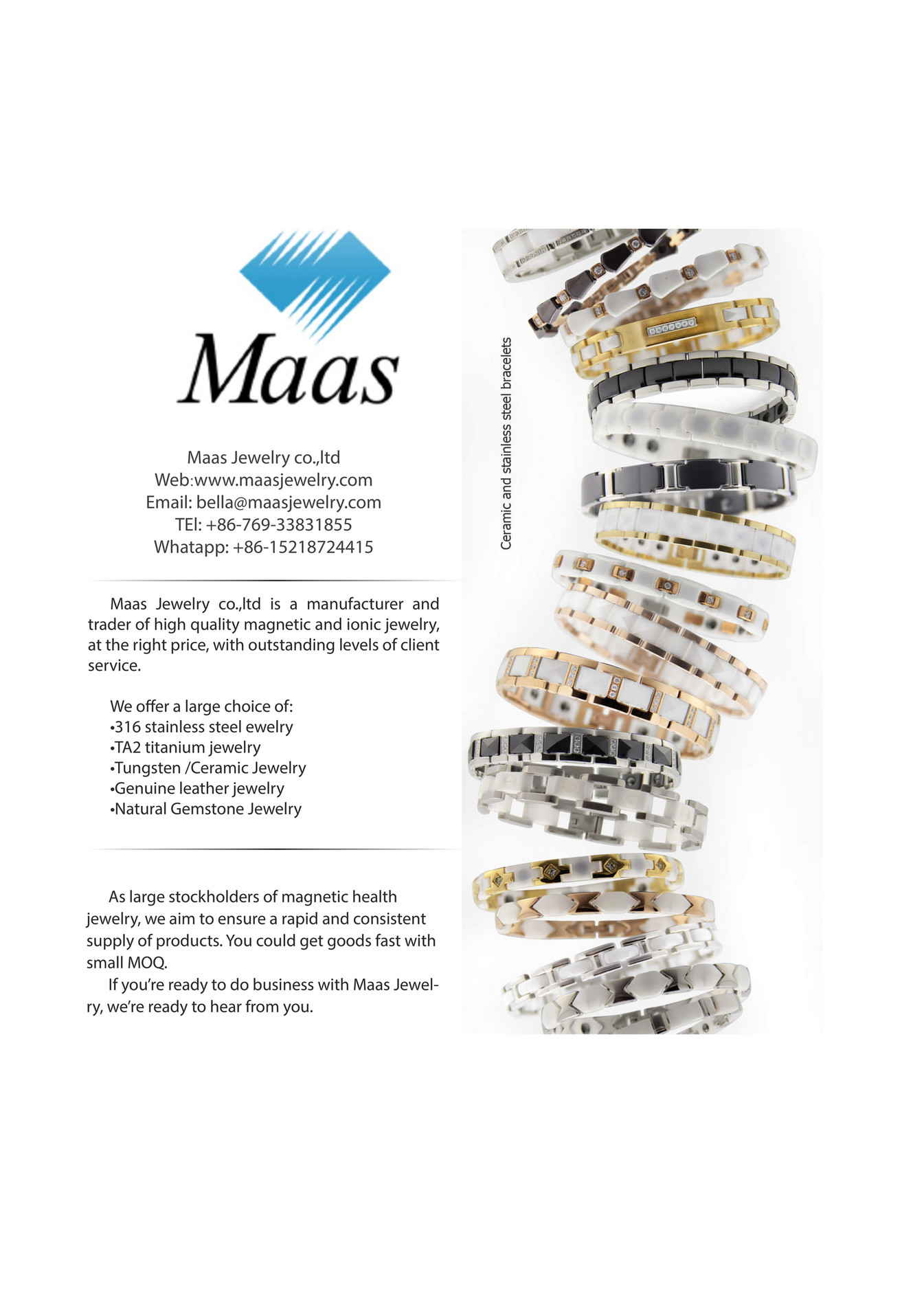 Maas Jewelry Co.,LTD - ceramic bracelets catalog - Page 1 - Created ...