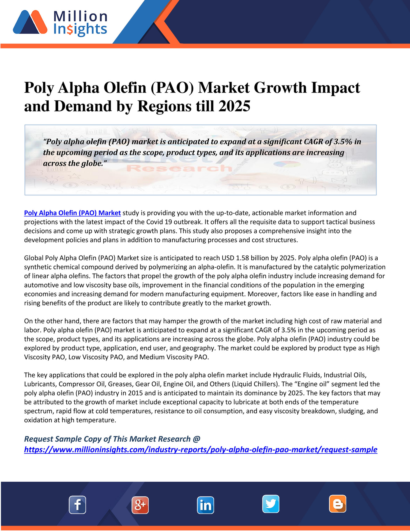 Million Insights - Poly Alpha Olefin (PAO) Market Growth Impact and ...