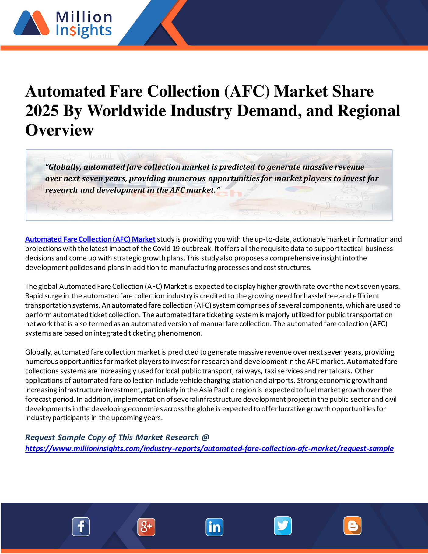Million Insights - Automated Fare Collection (AFC) Market Share 2025 By ...