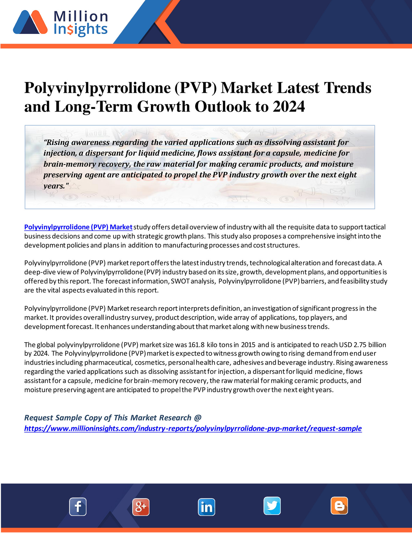 Million Insights - Polyvinylpyrrolidone (PVP) Market Size, Trends and ...