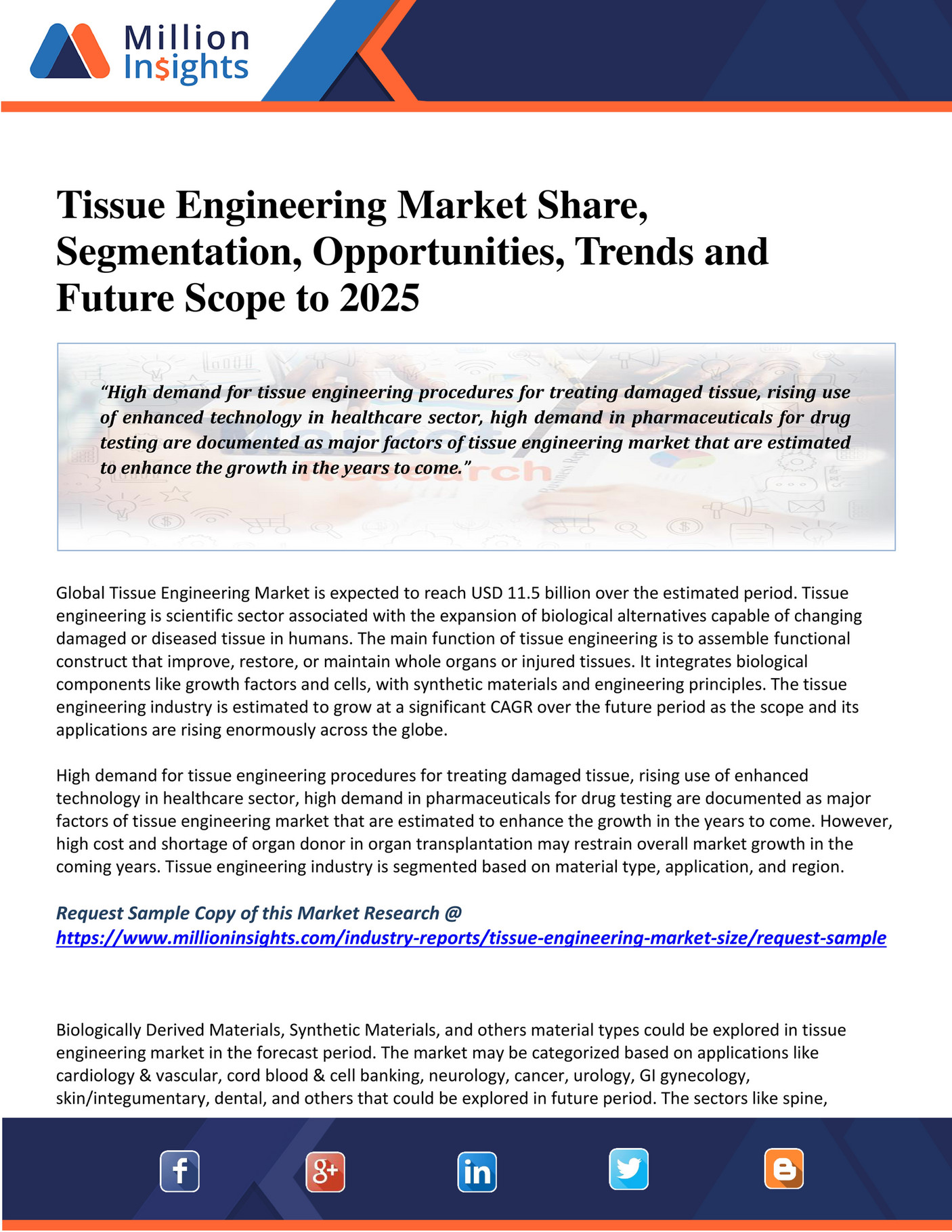Million Insights - Tissue Engineering Market Share, Segmentation ... Million Insights - Tissue Engineering Market Share, Segmentation ...