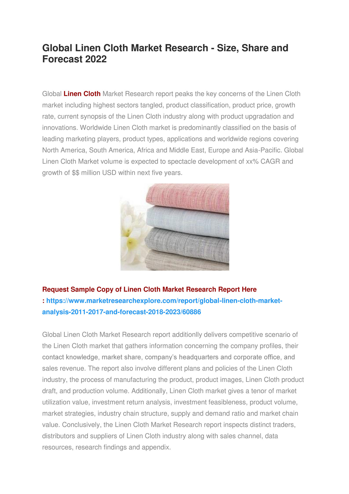 MRE - Global Linen Cloth Market Research - Size, Share and Forecast ...