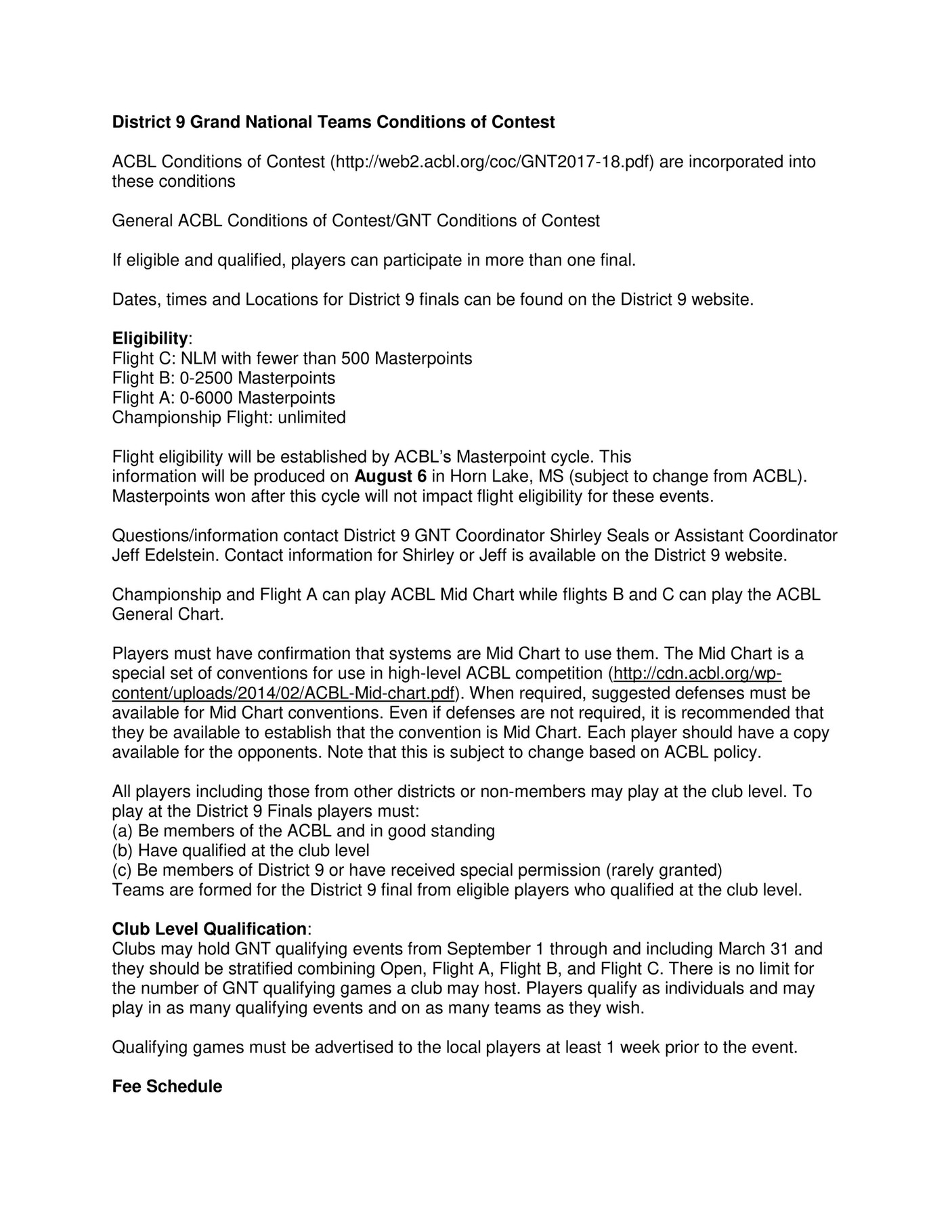 ACBL District 9 - 2017-18 GNT CoC - Page 1 - Created with Publitas.com