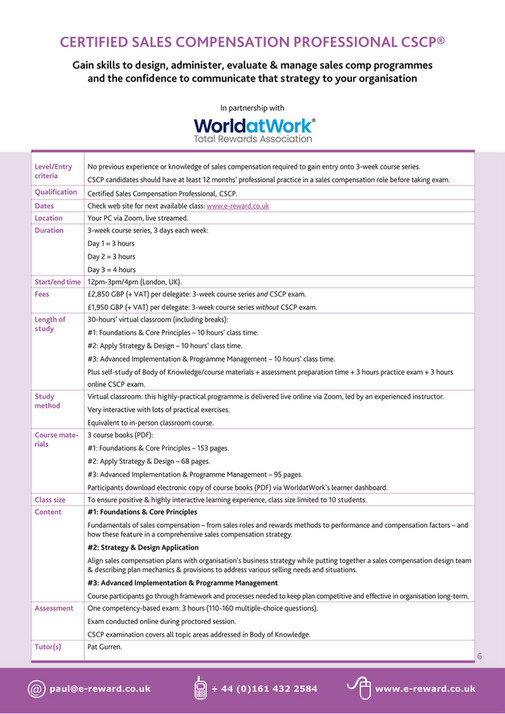 Summary of all E-reward Compensation and Benefits Courses - Page 6-7