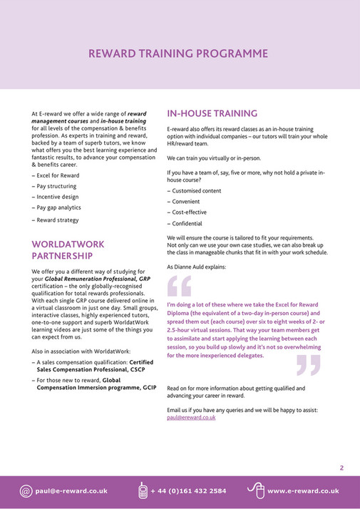 Summary of all E-reward Compensation and Benefits Courses - Page 2-3