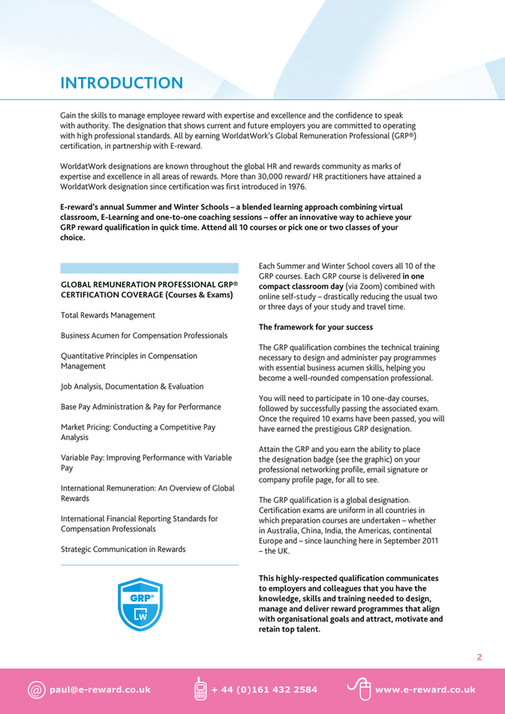 Global Remuneration Professional (GRP®) E-reward brochure - Page 2-3