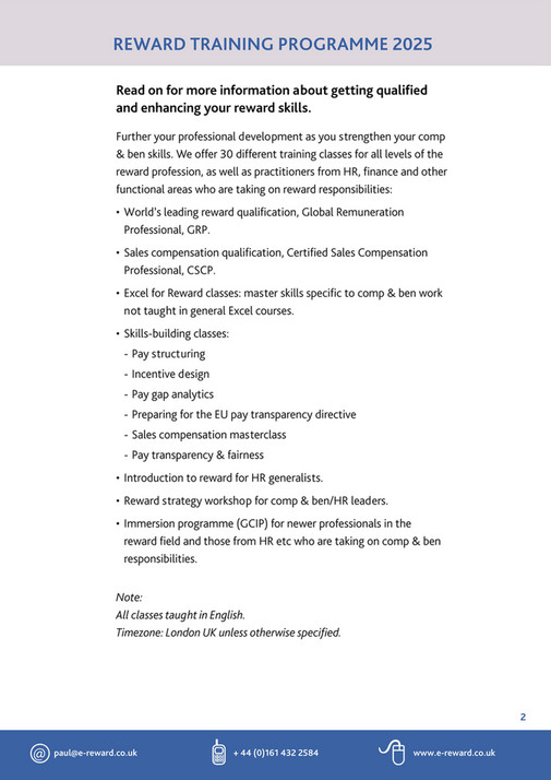2025 E-reward Course Dates: Compensation and Benefits - Page 2-3