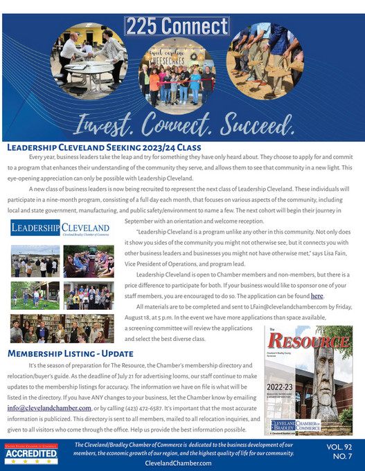 Cleveland/Bradley Chamber of Commerce - 225 Connect - July - Page 1