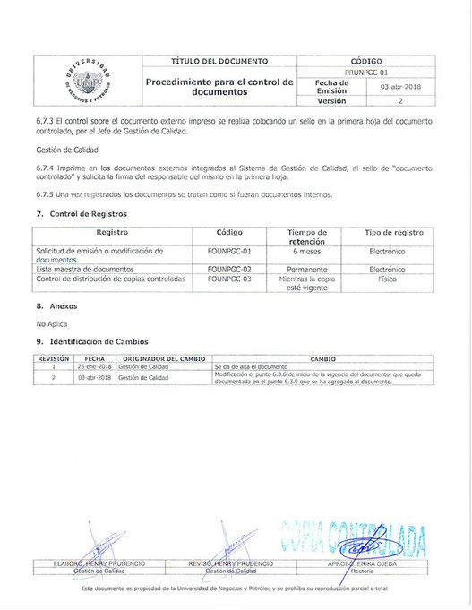 Calidad - PRUNPGC-01 Procedimiento para el control de documentos.pdf - Página 4-5 - Created with ...