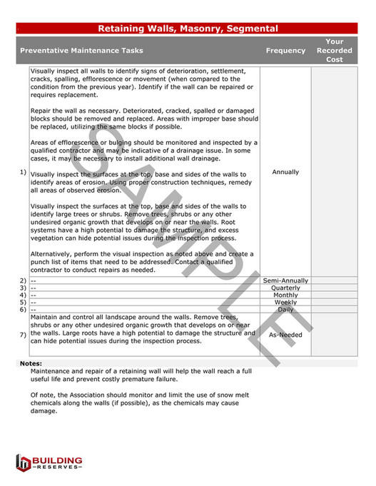 Building Reserves, Inc. - Building Reserves - Sample Preventative ...