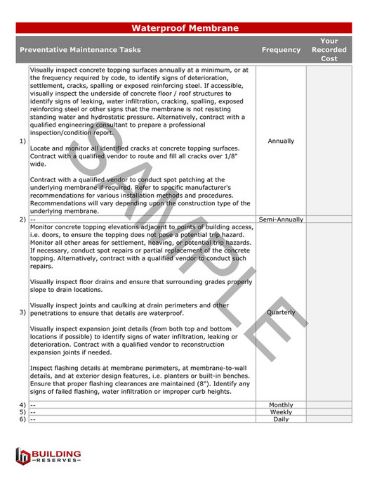 Building Reserves, Inc. - Building Reserves - Sample Preventative ...