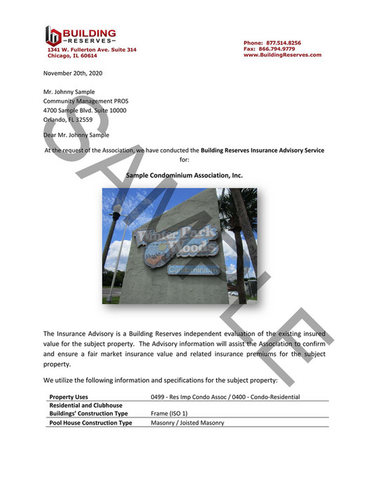 Building Reserves, Inc. - Building Reserves - Sample Insurance Advisory ...