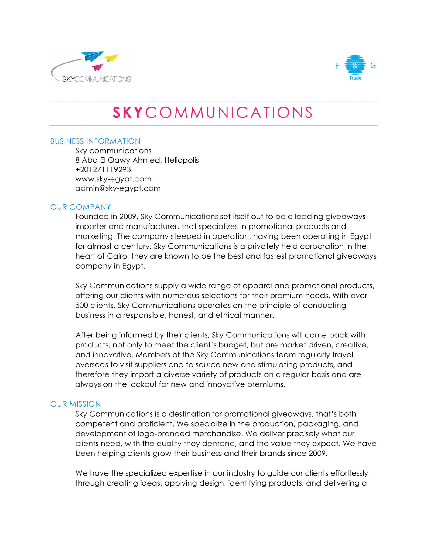 Sky Communications - Sky Communications - Company Profile - Page 1 ...