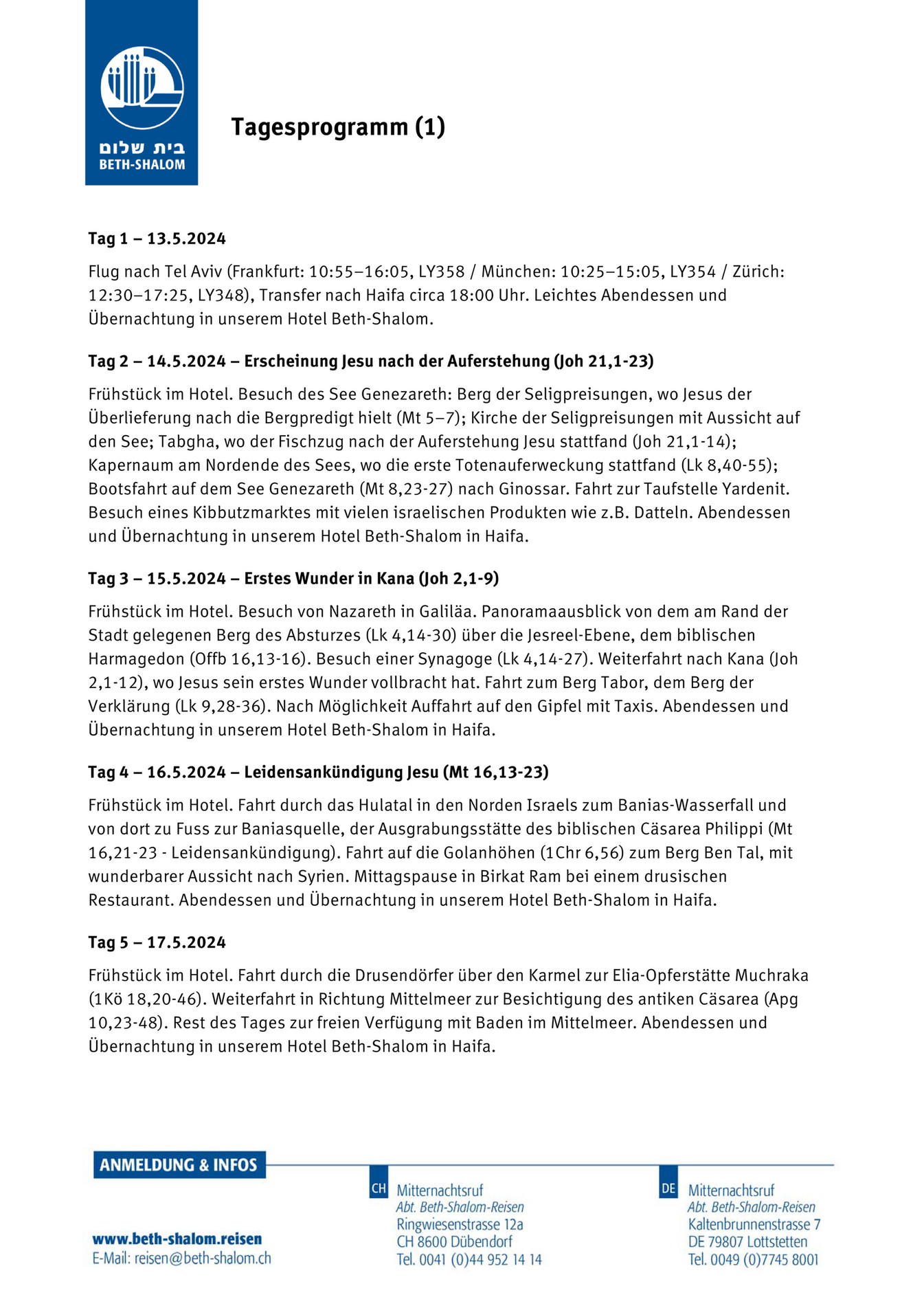 Missionswerk Mitternachtsruf - Pfingstreise_Tagesprogramm - Seite 1