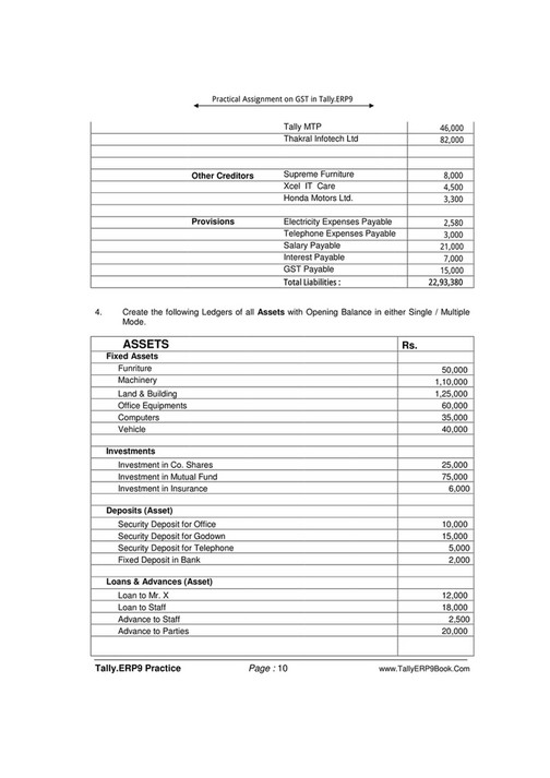 Swayam Education Gst Practical Assignment Tallyerp9book Page 10 11 9543