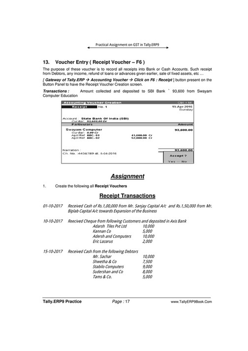 Swayam Education Gst Practical Assignment Tallyerp9book Page 16 17 8428