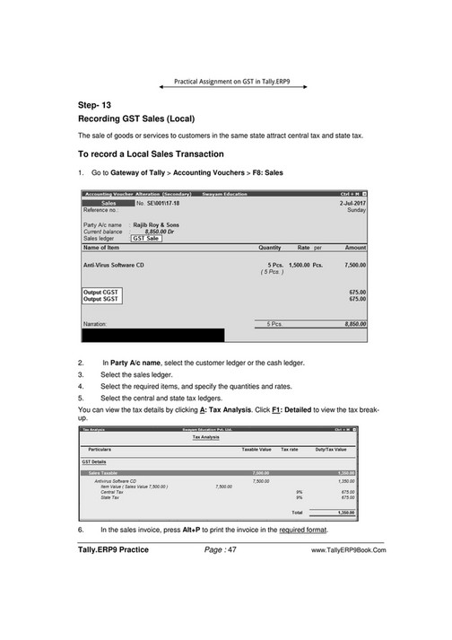 Swayam Education - GST Practical Assignment-TallyERP9Book - Page 46-47 - Created with Publitas.com