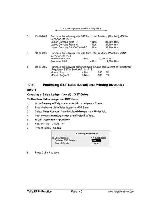 Swayam Education Gst Practical Assignment Tallyerp9book Page 40 41 Created With