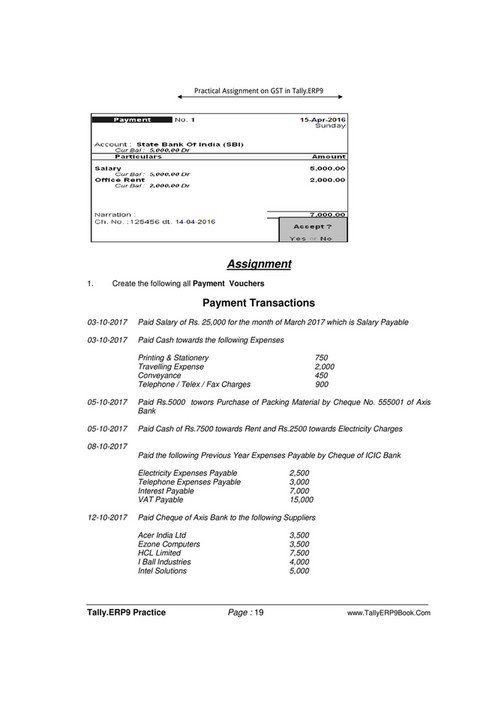 Swayam Education Gst Practical Assignment Tallyerp9book Page 18 19 8469