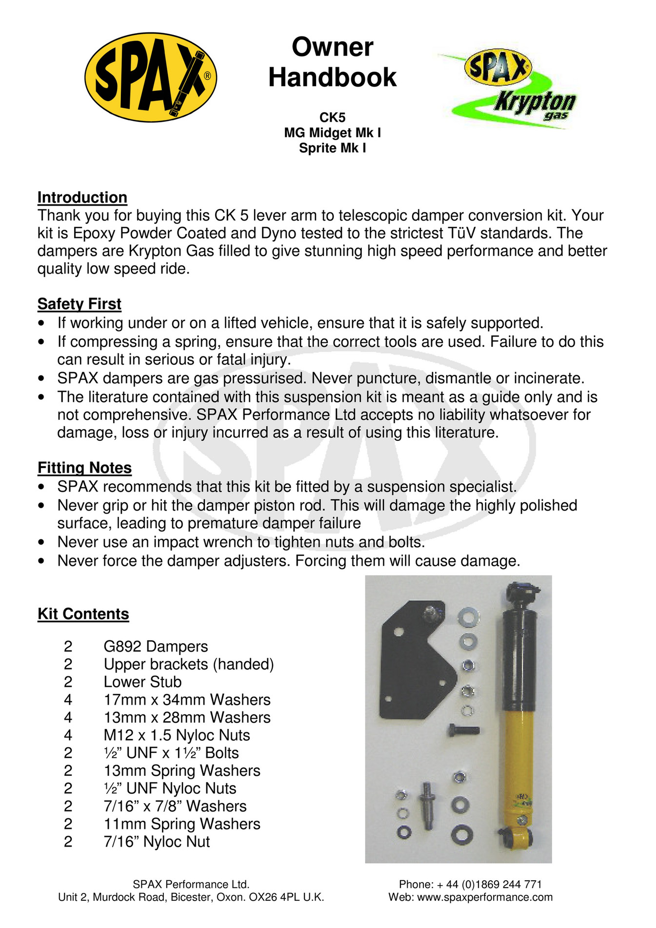 My publications - Spax Lever Arm Conversion Kits Information - Page 1 ...