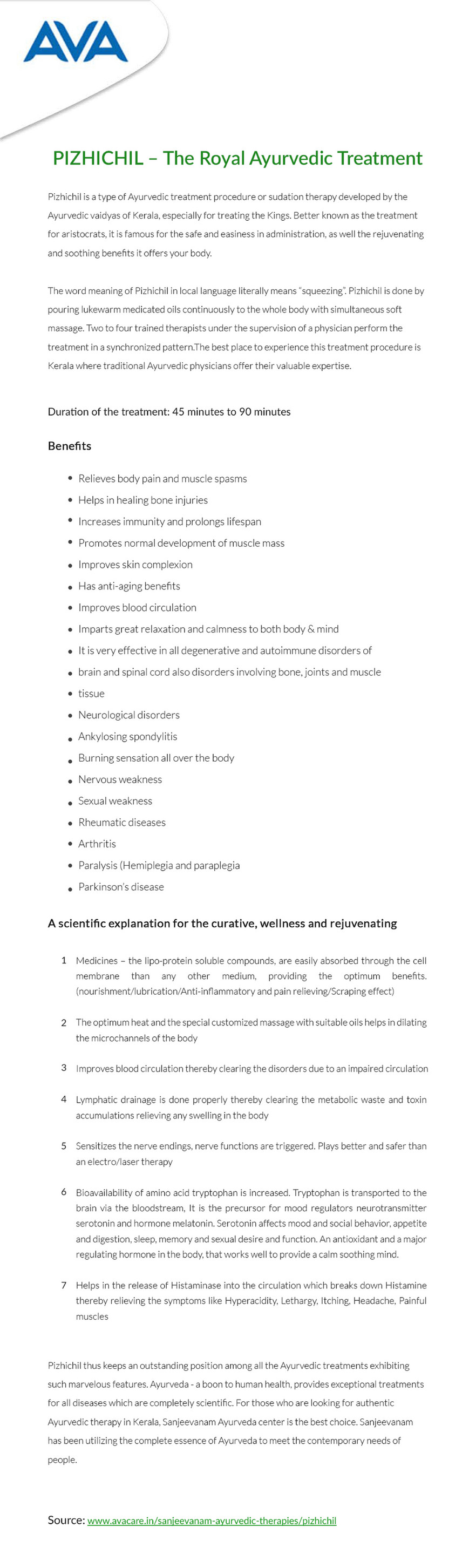 AVA Care - Pizhichil - The Royal Ayurvedic Treatment - Page 1 - Created ...