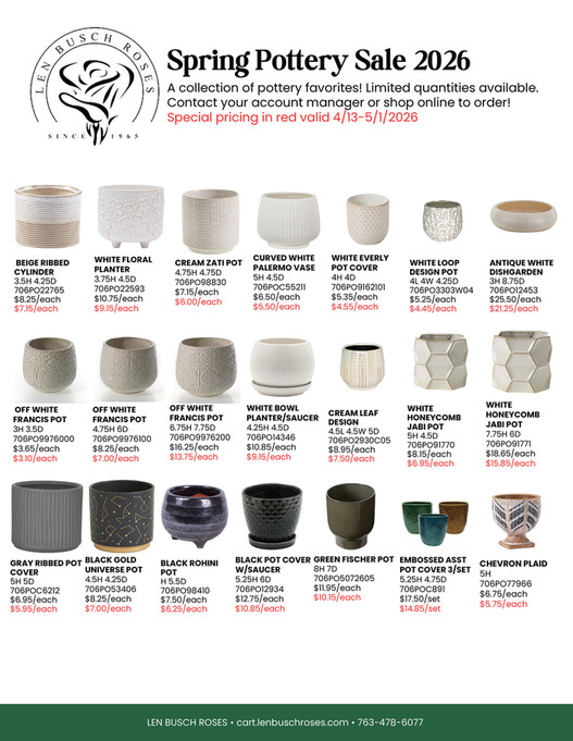 Len Busch Roses - Pottery Sale 2026 - Page 1
