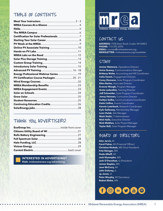 Midwest Renewable Energy Association (MREA) - 2024 Training Catalog ...