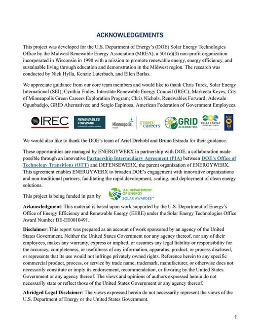 Midwest Renewable Energy Association (MREA) - Best Practices for Equitable Solar Workforce ...