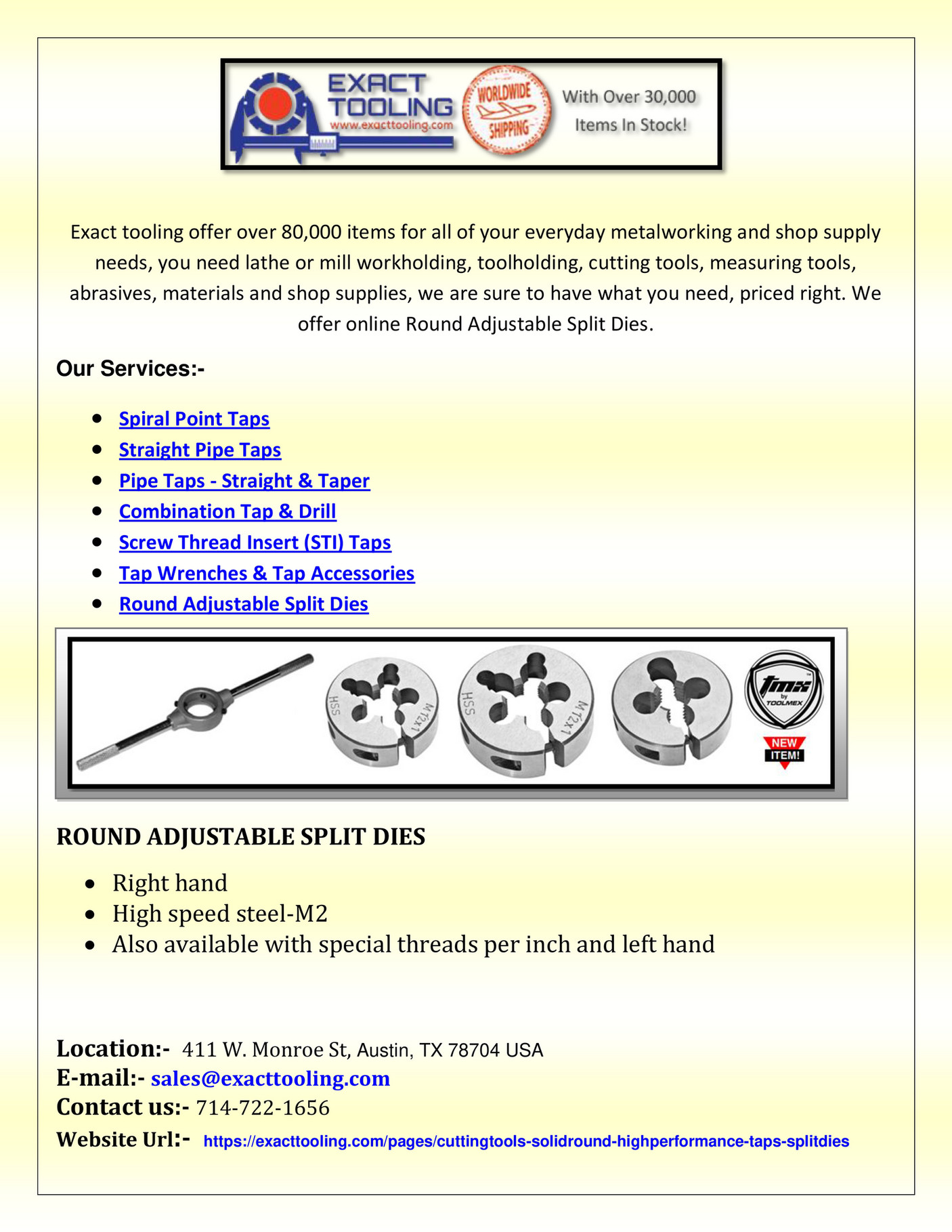seo - Round Adjustable Split Dies - Page 1 - Created with Publitas.com
