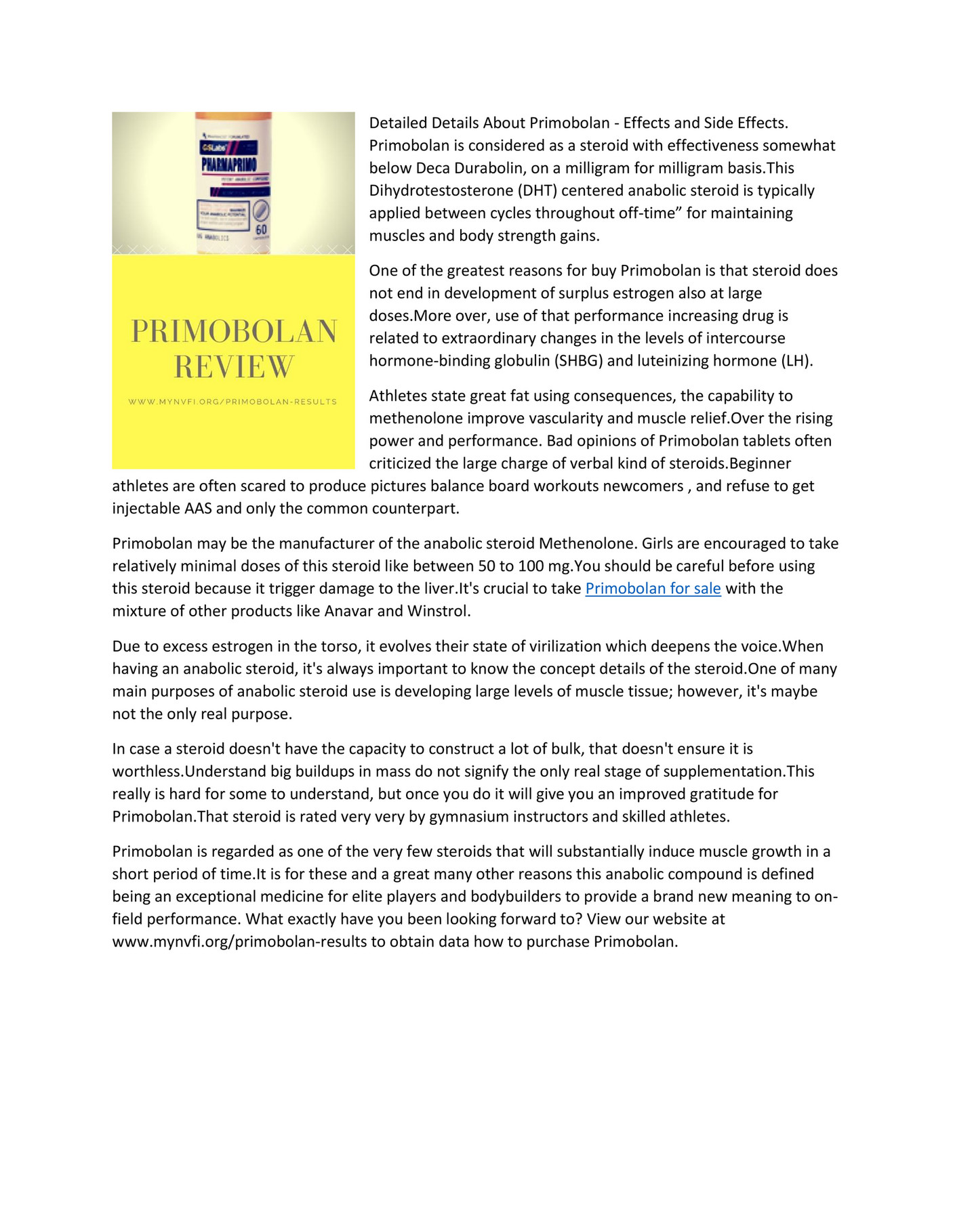 My publications - Complement Data About Primobolan - Results and Side ...